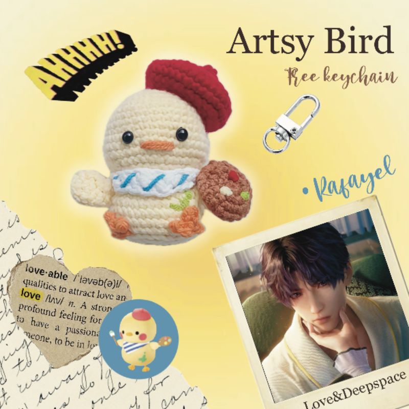 artsy bird keychain | Younger Rafayel plushie from love and deepspace ...