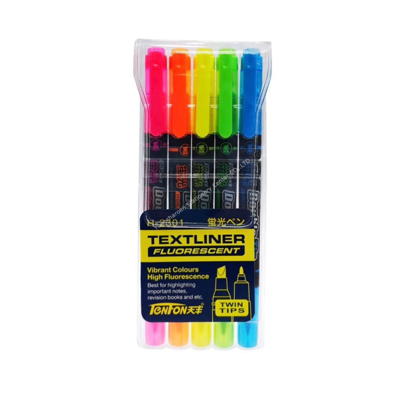 Highlighter "TENFON" (2 Heads) H-2301 (Set/ 5 Colors) | Shopee Singapore