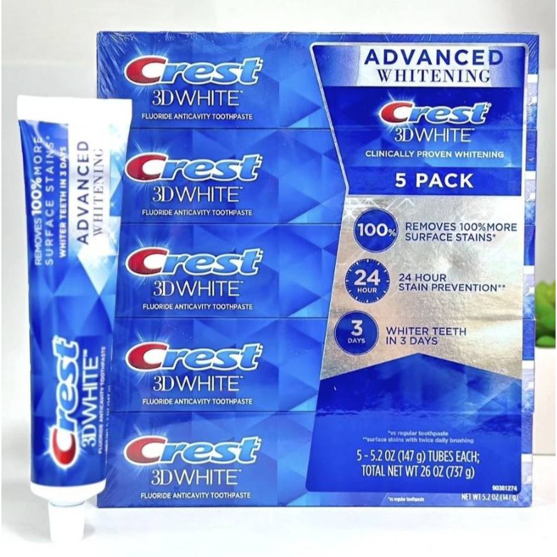 Crest 3D White Advanced whitening Toothpaste For Teeth Prevent Tooth ...