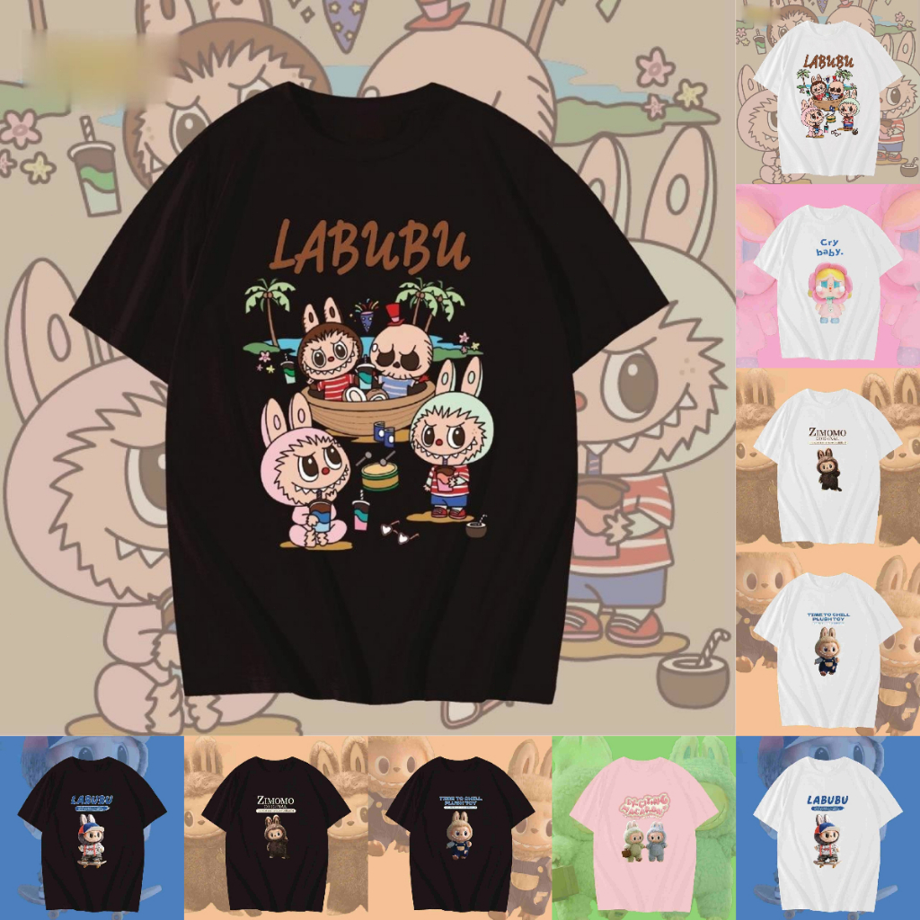 &COD RINA STUDIO Oversized Tee Korean T-Shirt Cotton1 Labubu Pop Mart | Shopee Singapore