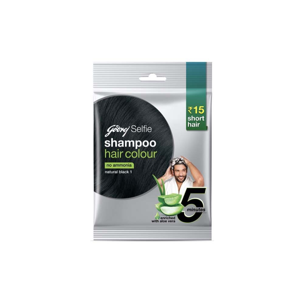 Godrej Expert Shampoo Based Hair Color Natural Black 1 enriched with ...