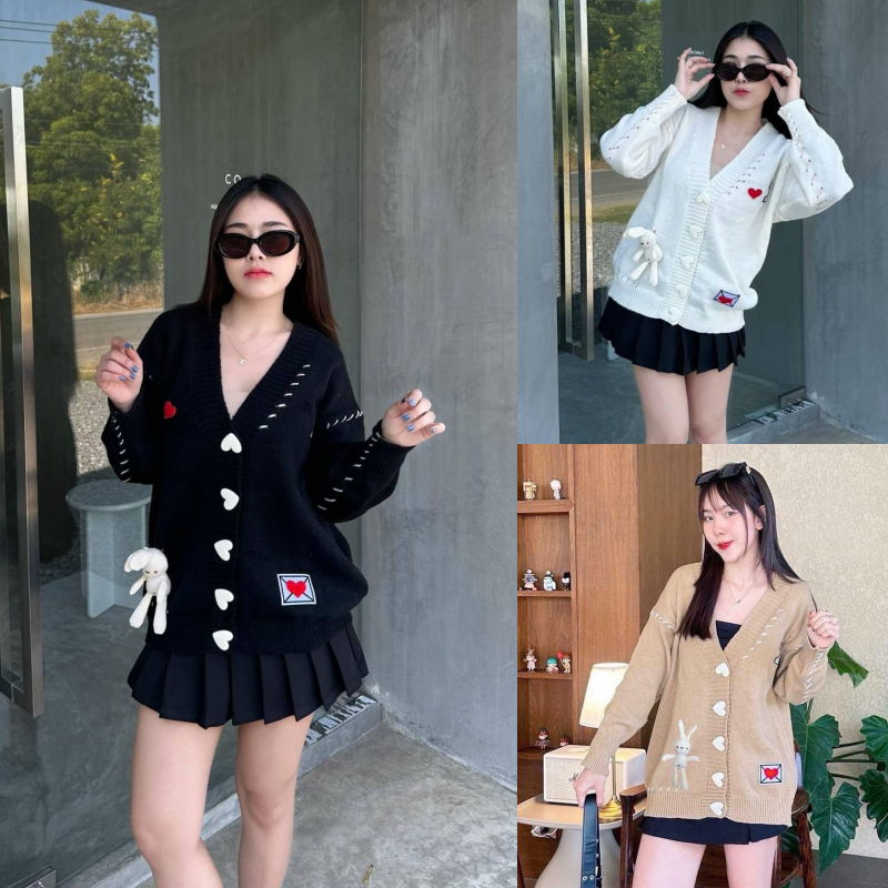 SpinnyHouse Yarn Sweater Dress Up Korean Rabbit Doll Practical Buttons ...