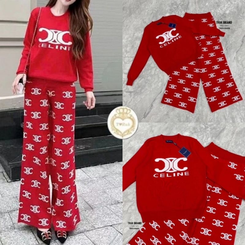 Sml Hand 1 TRAK Red Woven Silk Blouse Set Comes With Cylindrical Pants ...