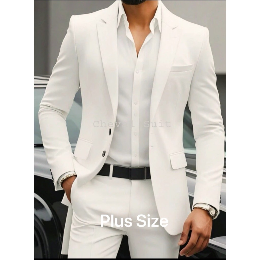 Men's Suit Jacket Extra Large Size Cream White 2 Buttons Only Shirt Fat ...