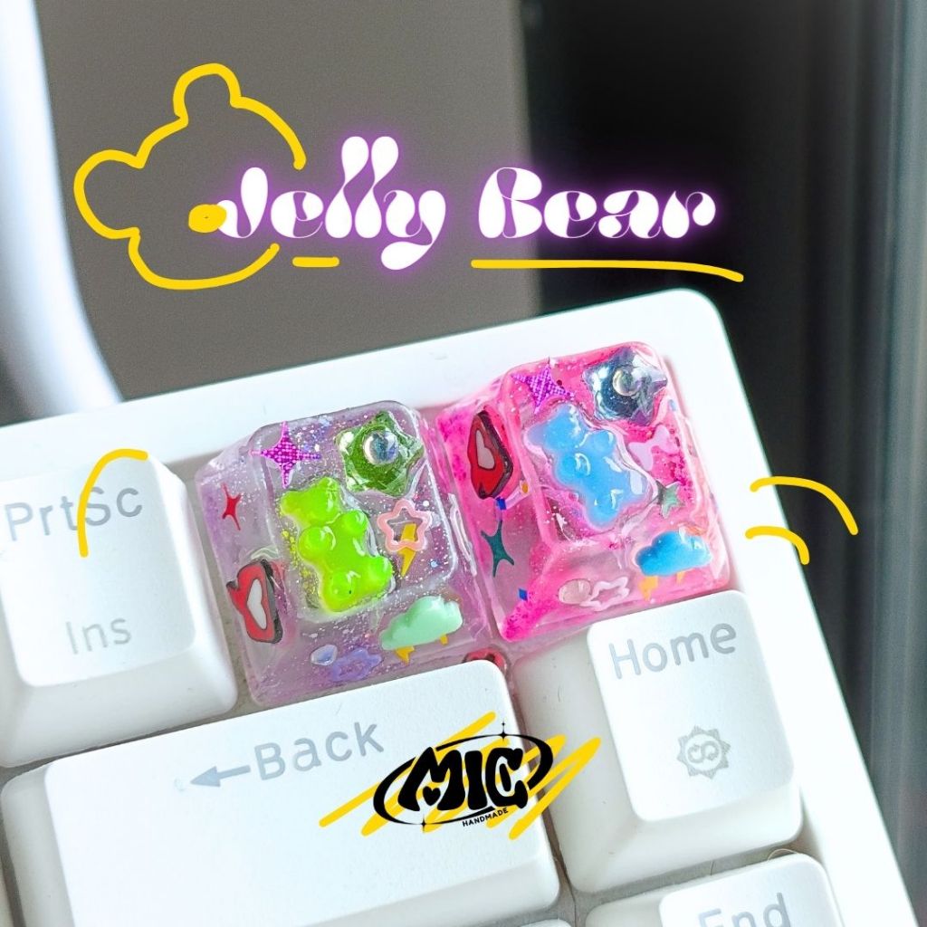 Keycap Custom "Jelly Bear Glittering" Glitter Jelly Mechanical Keyboard ...