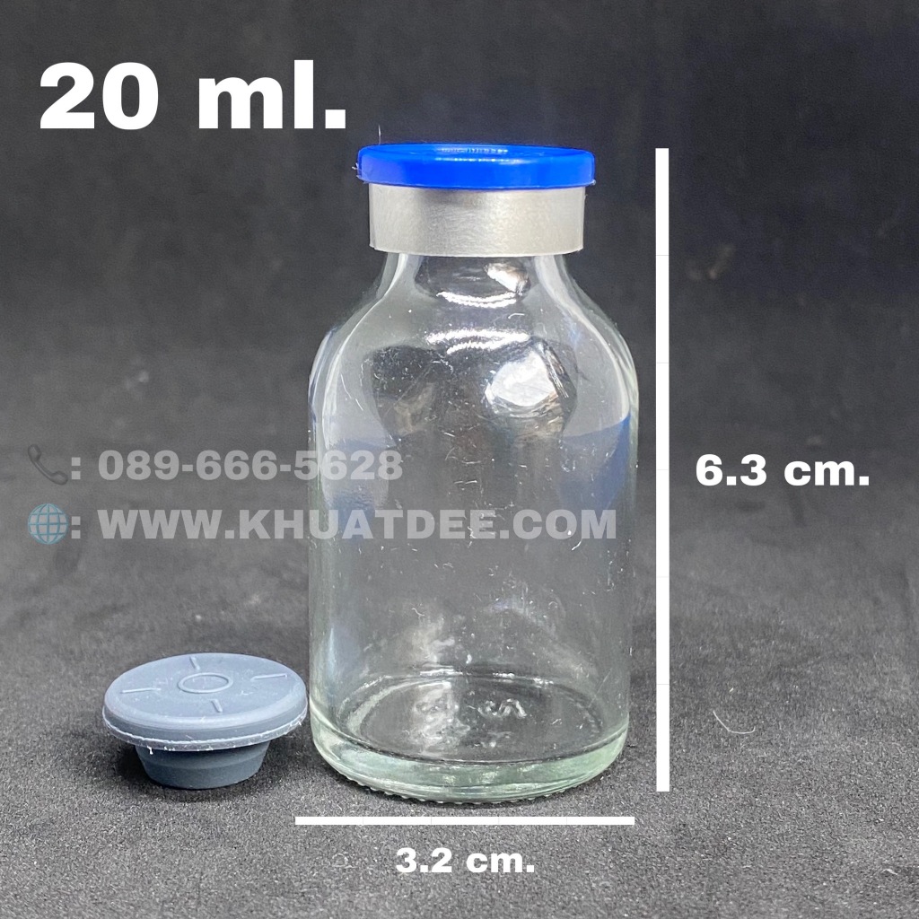 20ml Vials (50 Pieces) Clear Round Glass + Gray Stopper + Flip off Lid ...