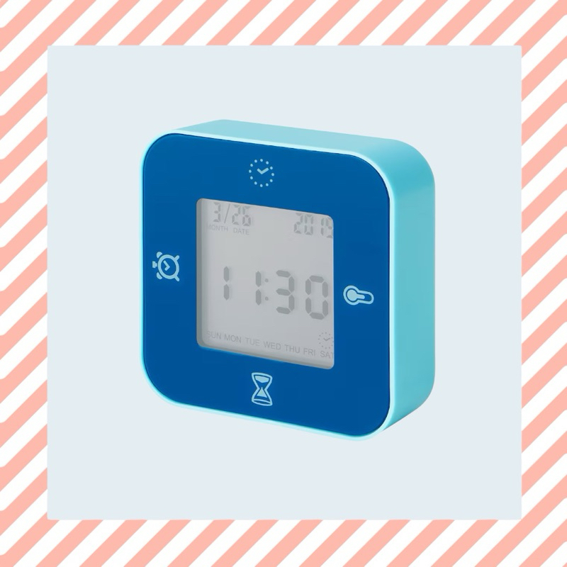 Ikea Genuine LÖTTORP Clock/Thermot/Alarm/Timer Blue 7x7 Cm | Shopee Singapore