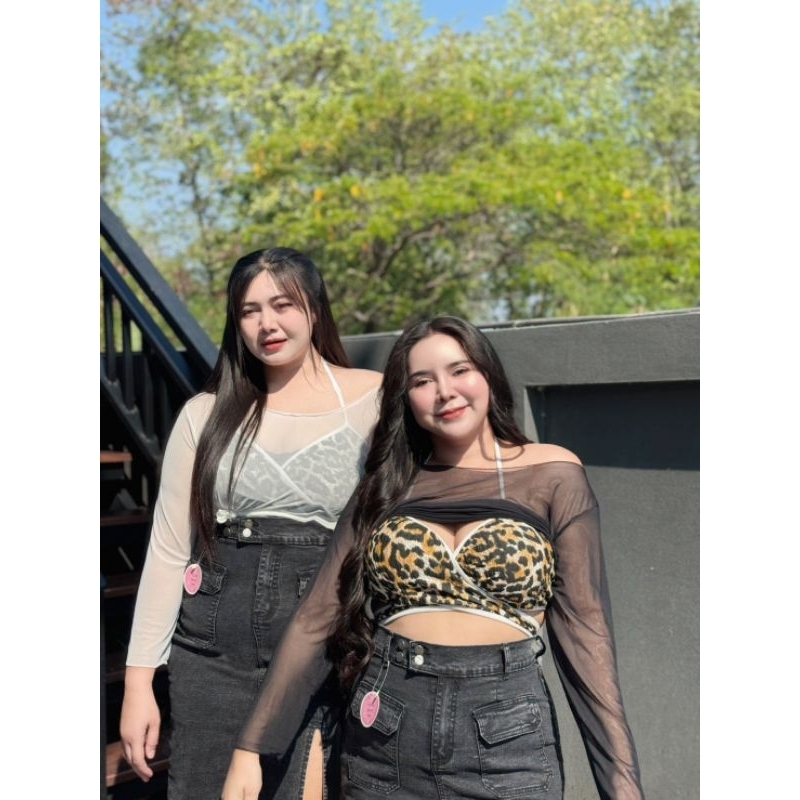 Set Of 2 Pieces Tiger Print Bra + See-Through Jacket | Shopee Singapore