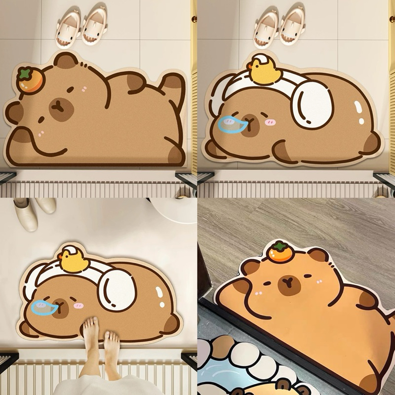 Sleepy Capybara Carpet Fat Cute Vinyl Rubber Non Slip Mat Rugs | Shopee ...