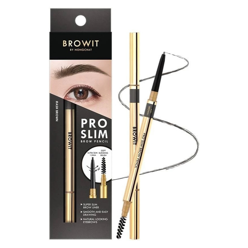 Browit by NongChat Pro Slim Brow Pencil 0.06g Eyebrow Comes With A 6d Soft Brush. | Shopee Singapore