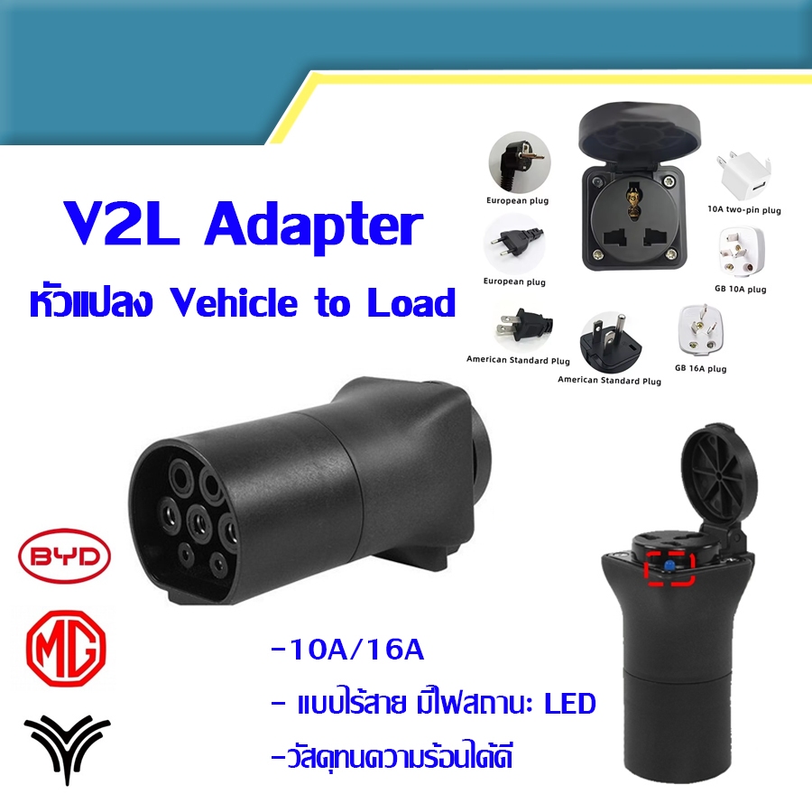 V2L Adapter Head With LED Lights To Choose From For BYD MG NETA ORA ...