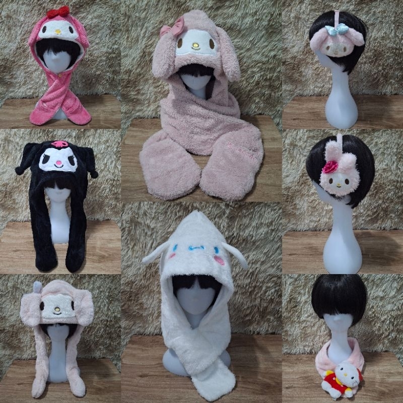 Scarf Hat Squeeze The Ear Close The Hair Cover chikawa hello kitty my ...
