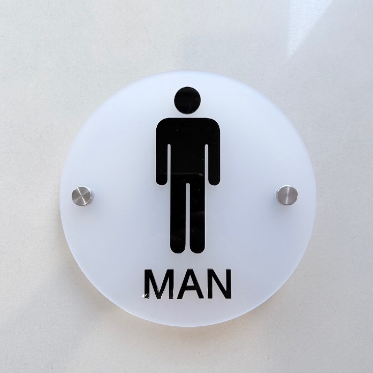 Toilet Sign With Floating Pins (Cloudy Acrylic on top 3d Symbols And ...