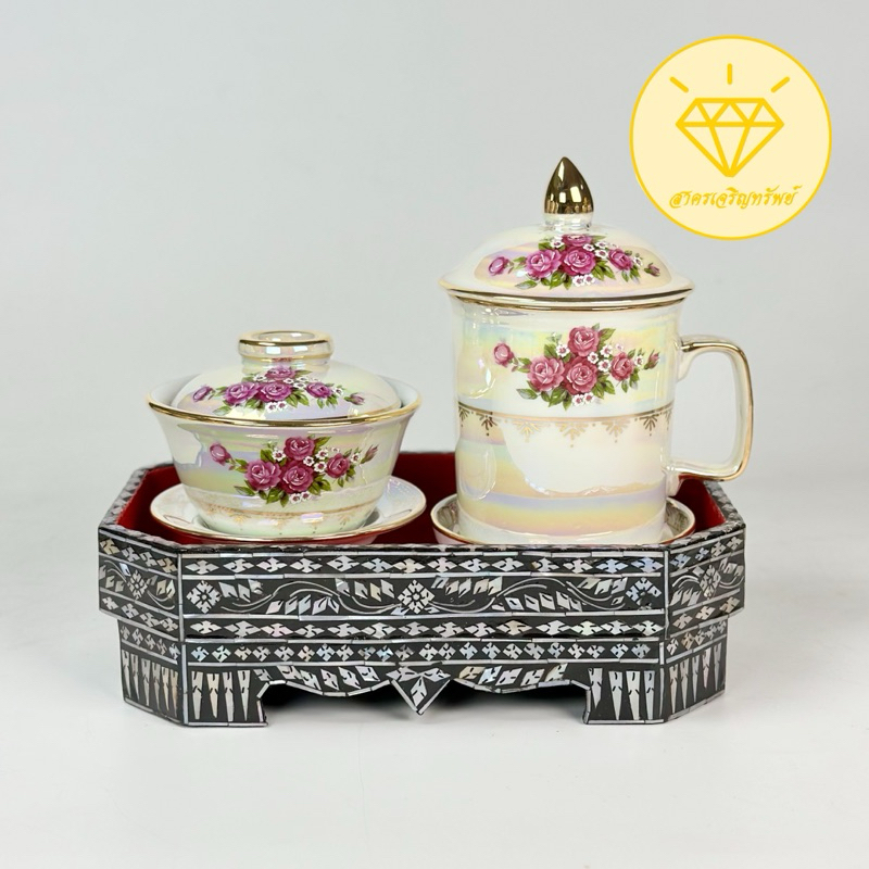 Nam Phra Kee Mook Set Benjarong Tea Retirement Commemorative Making Merit Kathin Event | Shopee ...
