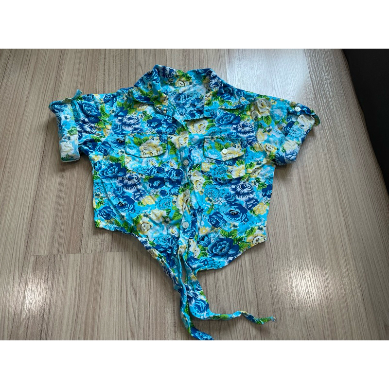 Songkran Shirt With Blue Flower Pattern (Forward) | Shopee Singapore