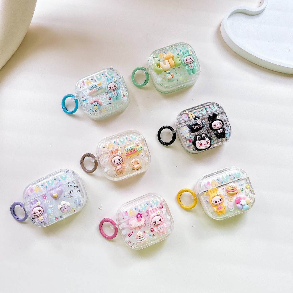 labubu Earphone Case Airpodspro i12 i11 i13 Clear Cartoon Embossed ...