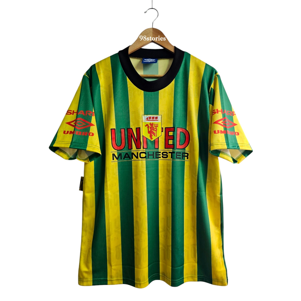 1992 Retro Man U Football Jersey Training Shirt Green Yellow | Shopee ...