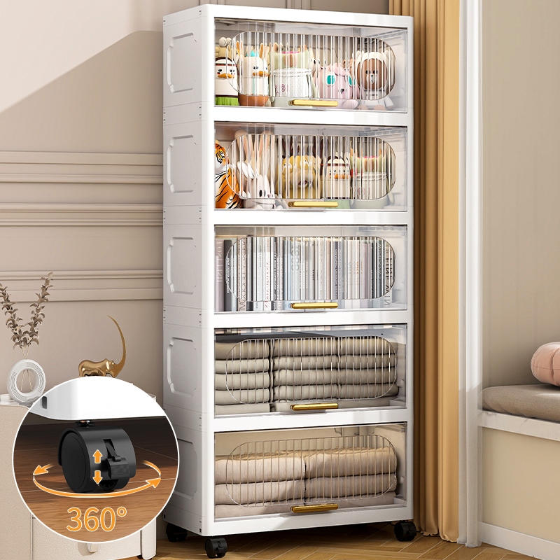 Tech Storage Cabinet Plastic Drawer 3/4/5/6 Tier Wardrobe With Wheels ...