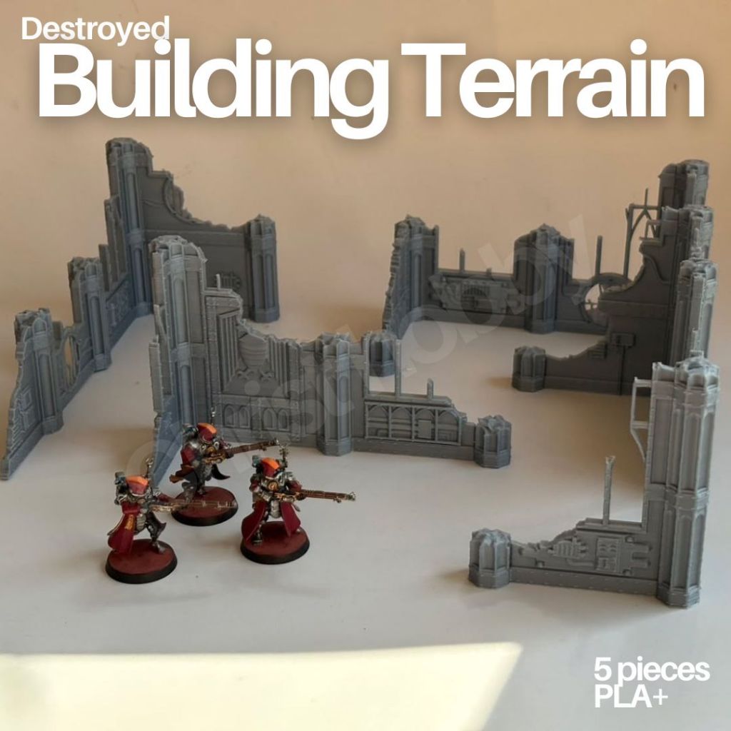 Destroyed building terrains 5 pieces (Mech Model not included) for war ...