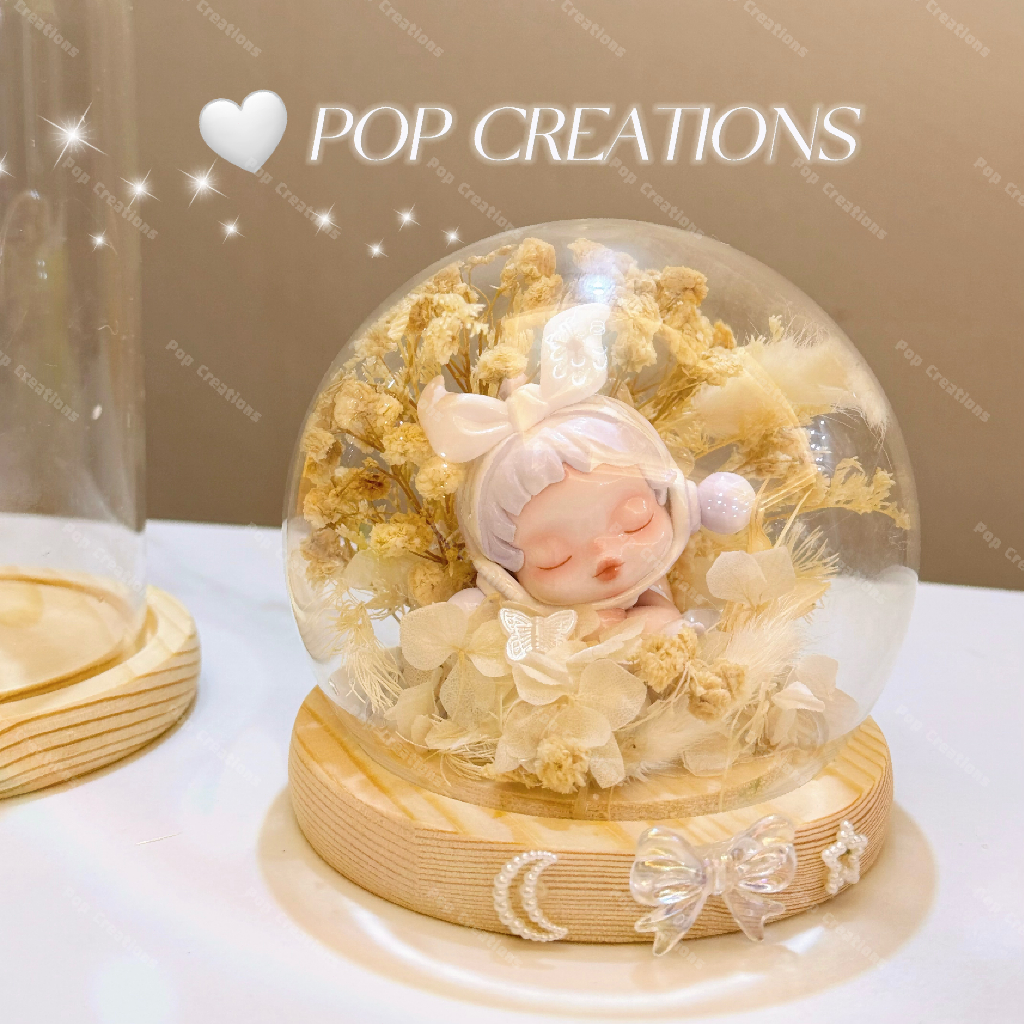 POPCREATIONS POPMART BOX Model Clear Glass Dome SKULLPANDA HIRONO ...