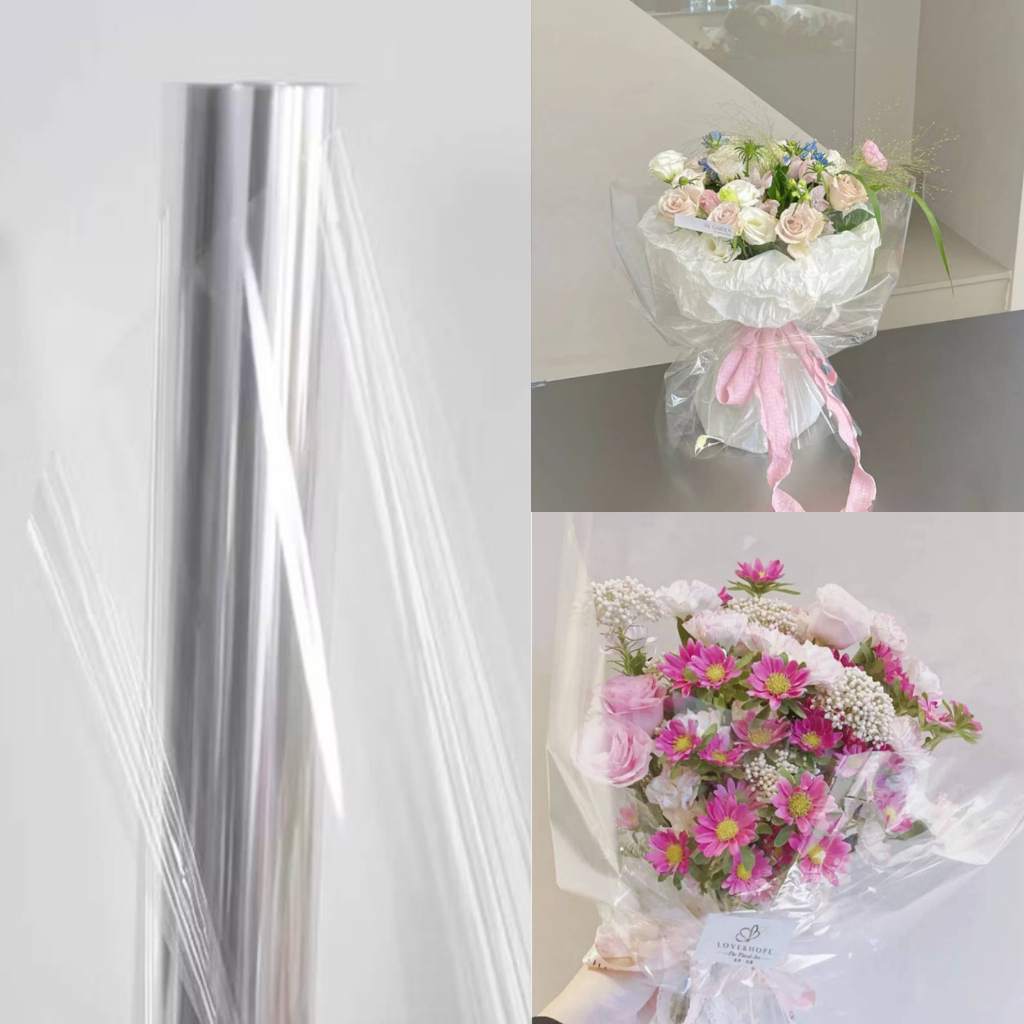 Clear Plastic Roll opp Flower Wrap Glass Paper Sheet Wrapping Paper ...