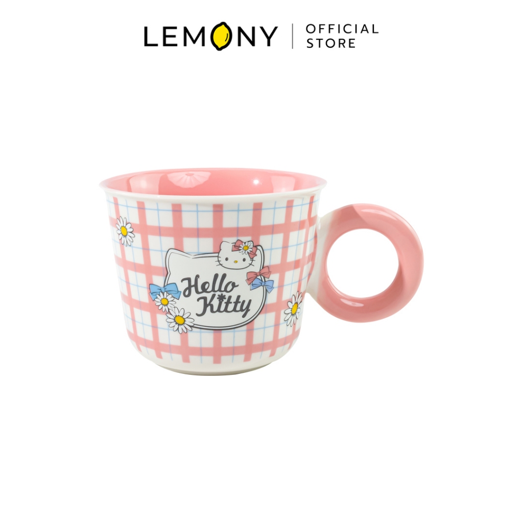 LEMONY Sanrio Hello Kitty Round handle glass Wide Mouth 370 ML | Shopee Singapore