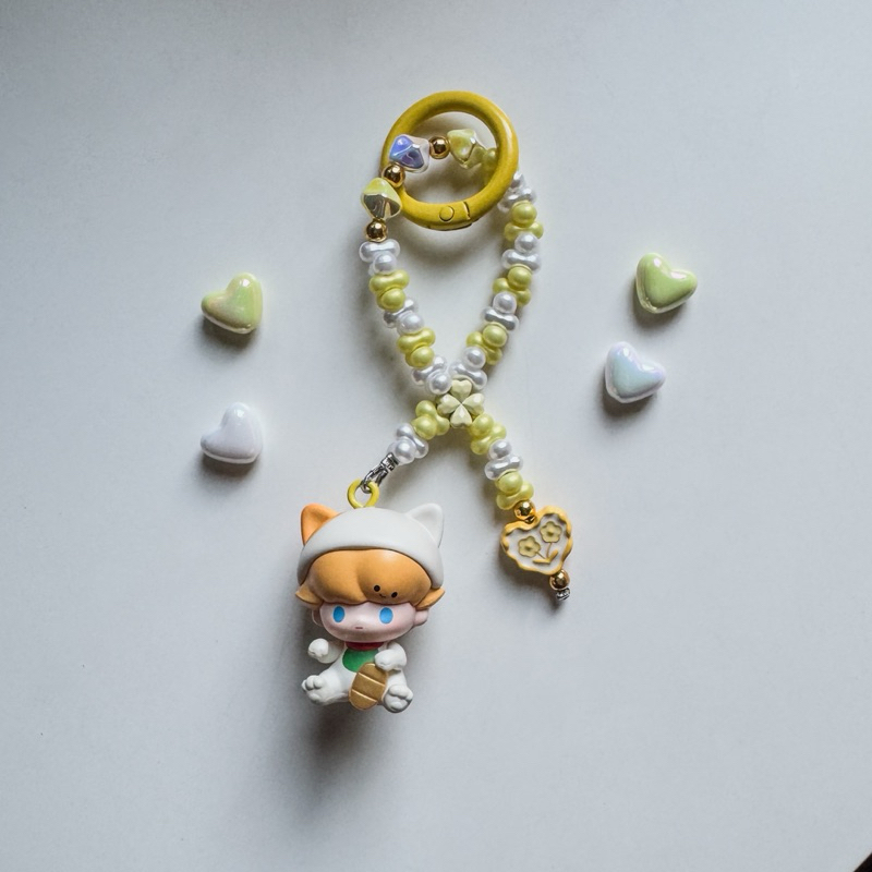 !! Pop Bean Dimoo lucky cat From Mart Sweet Color Bead Keychain Phone ...