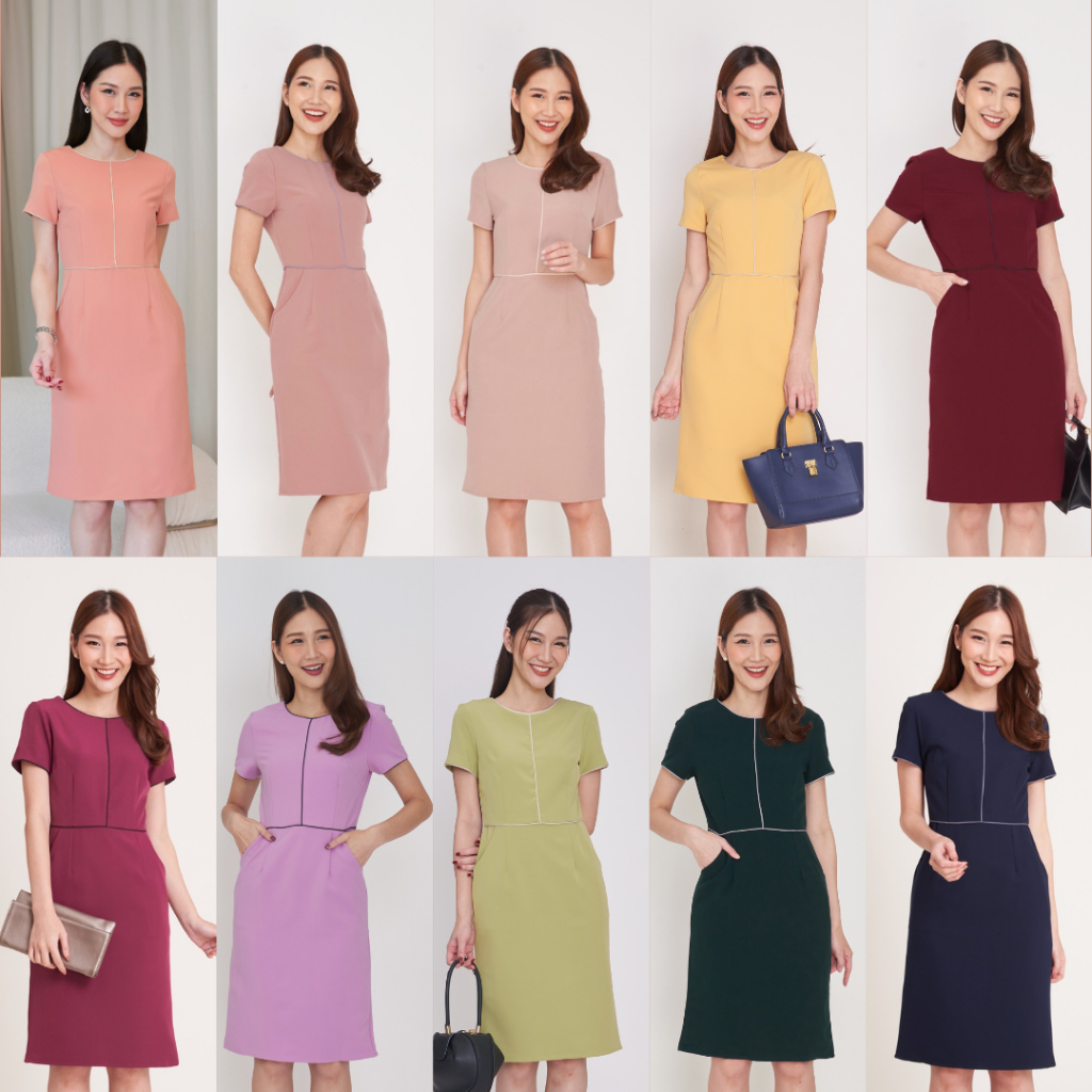 [Easy E-Receipt] Laboratory Dress 8766 Work Polite Two-Tone Color ...