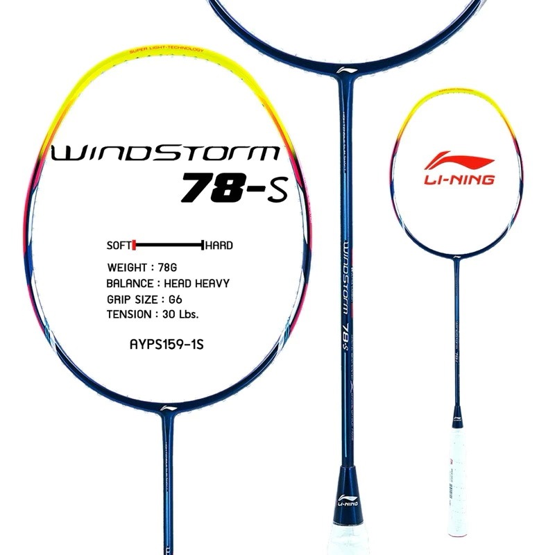 LI-NING WINDSTORM 78S Badminton Racket Free String Wrap Pack (Please ...