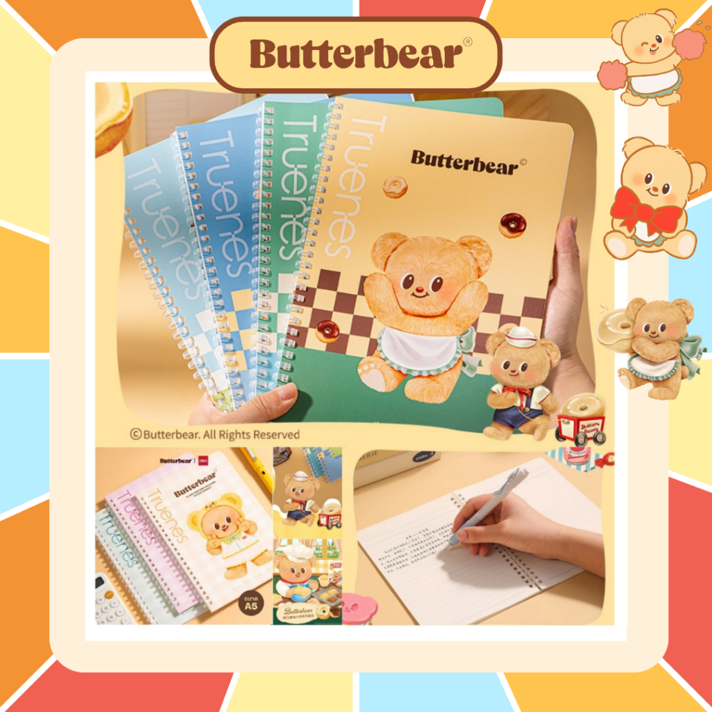 Deli X ButterBear Notebook Soft Size A5 And B5 Butter Bear Pattern (40 Sheets) | Shopee Singapore