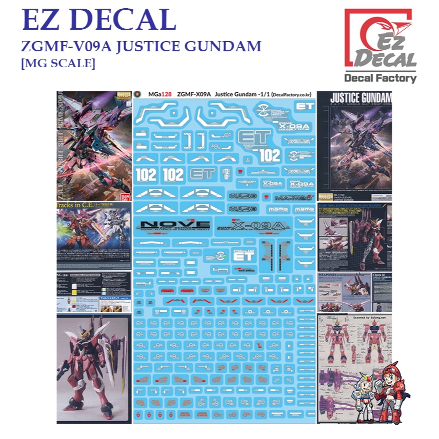 [EZ DECAL] Q01 MG 1/100 ZGMF-V09A JUSTICE GUNDAM [MG SCALE] PRE-CUT ...