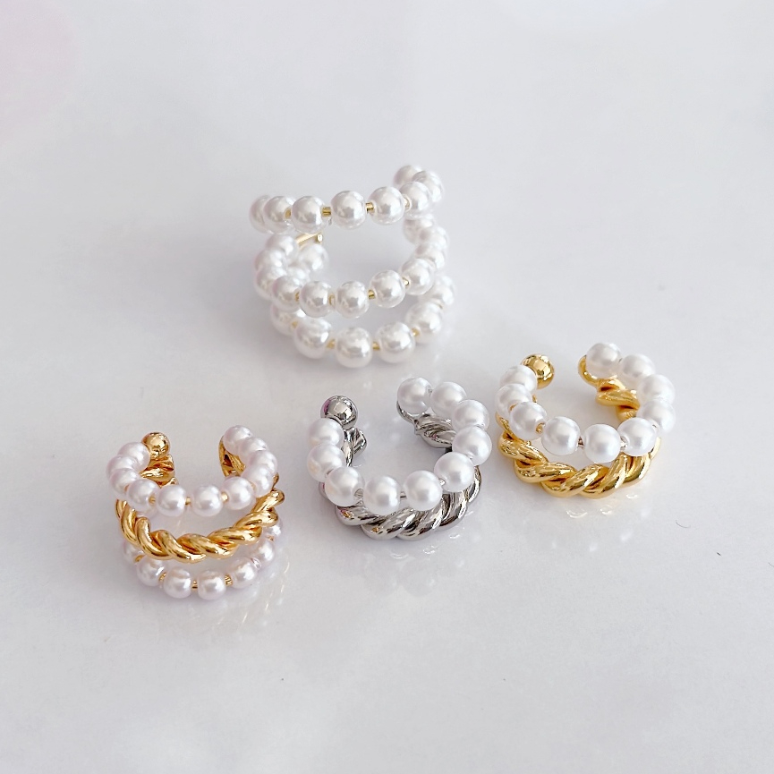 Including Ear cuff set B Pearl Style No Need To Pierce The Ears Clip Luxury Loop Wear Out At A ...