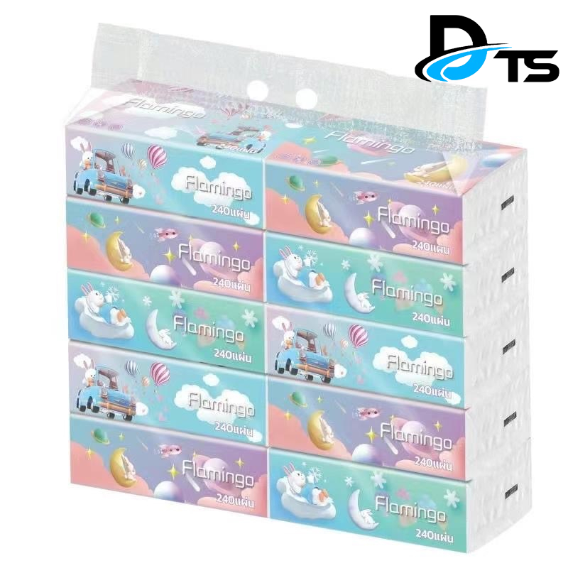 Tissue Paper Long Pack (1 Carry 10 Packs) 3-Layer Thick Work Facial ...
