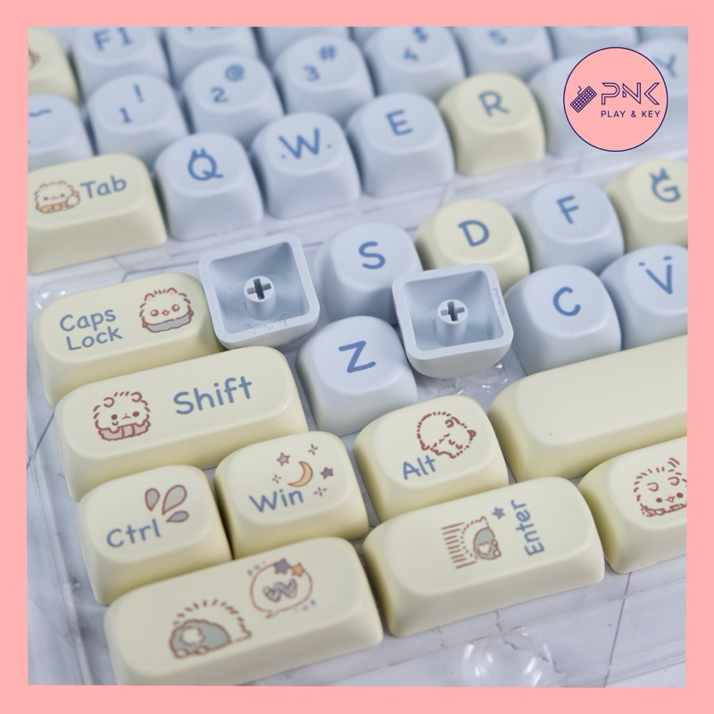 Cute Blue Cat Keycap set Keycaps PBT MOA Profile English Custom ...