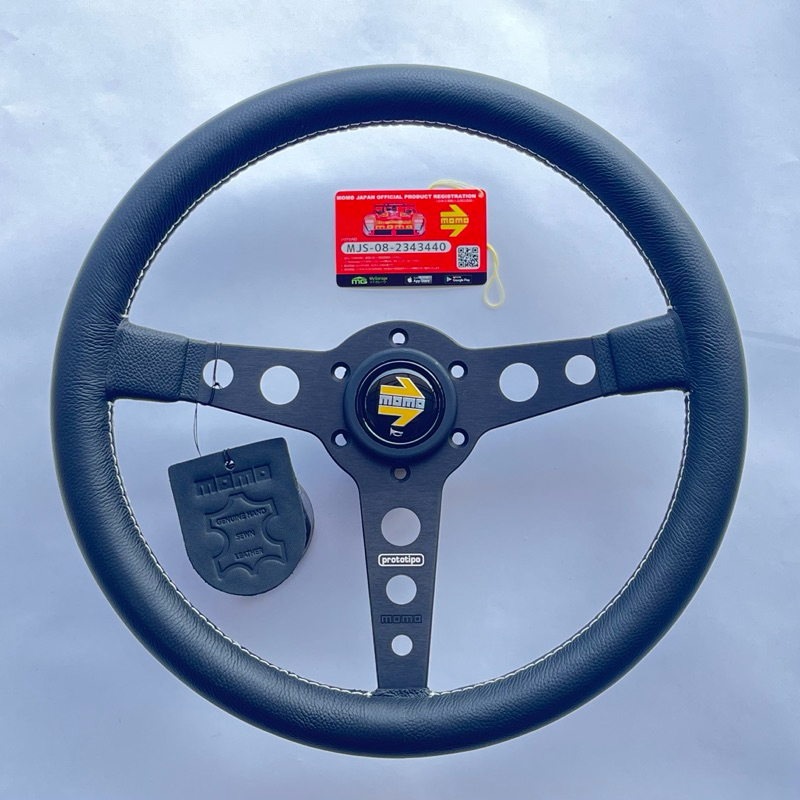 Original MOMO PROTOTIPO BLACK Steering Wheel Italy 350mm | Shopee Singapore