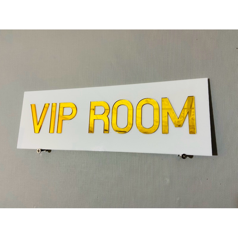 VIP ROOM Sign Acrylic Work Gold Color Miller White Back Laser Cut ...