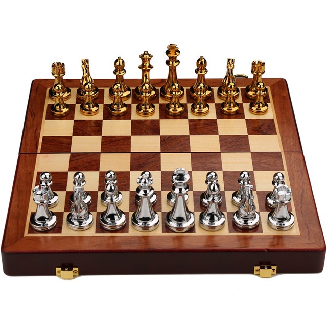 [Super Chess] International Chess Set Wooden Fold (Zinc Alloy Body In ...