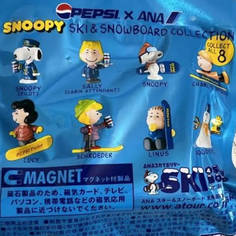 Snoopy Peanuts Pepsi Magnet Collection And Snowboard Magnets From Japan ...