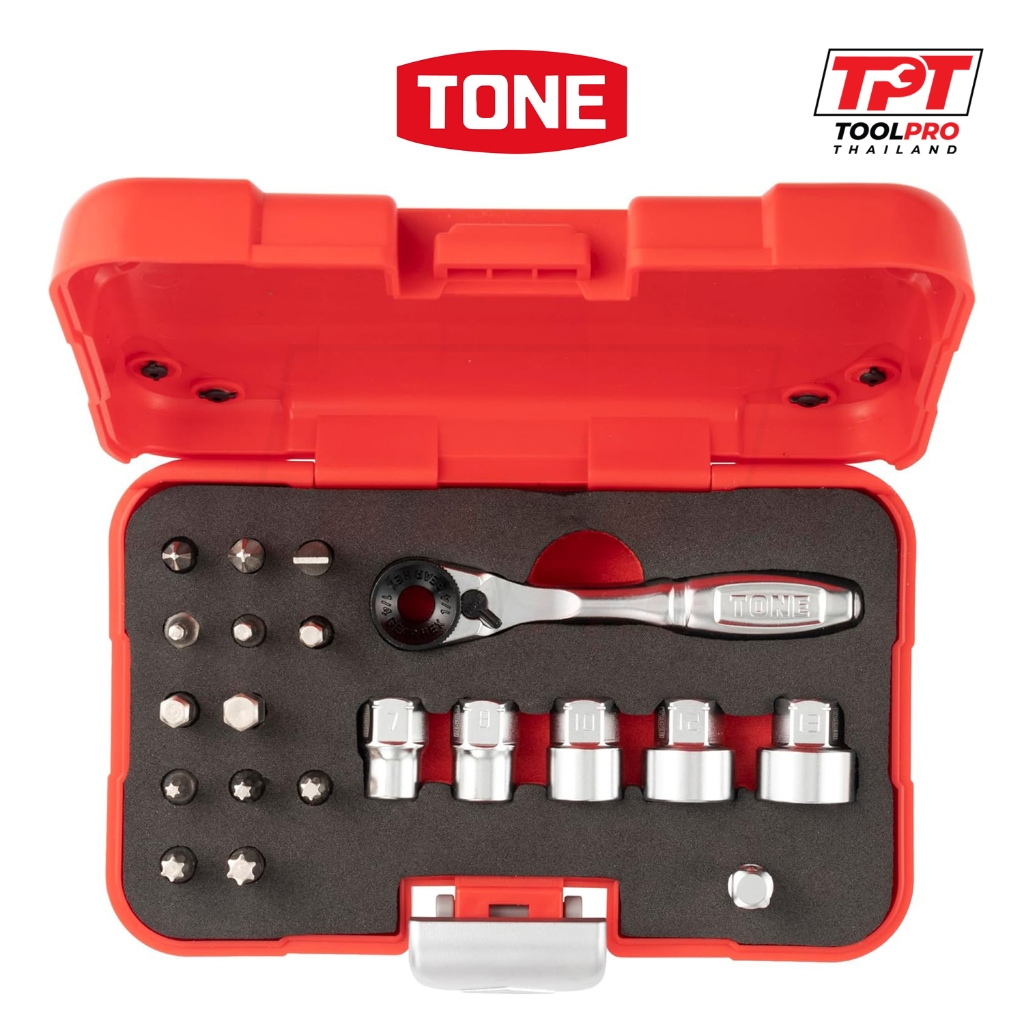 TONE Tool Set 1/4" Ratchet Socket and Bit (SBHC220P) | Shopee Singapore