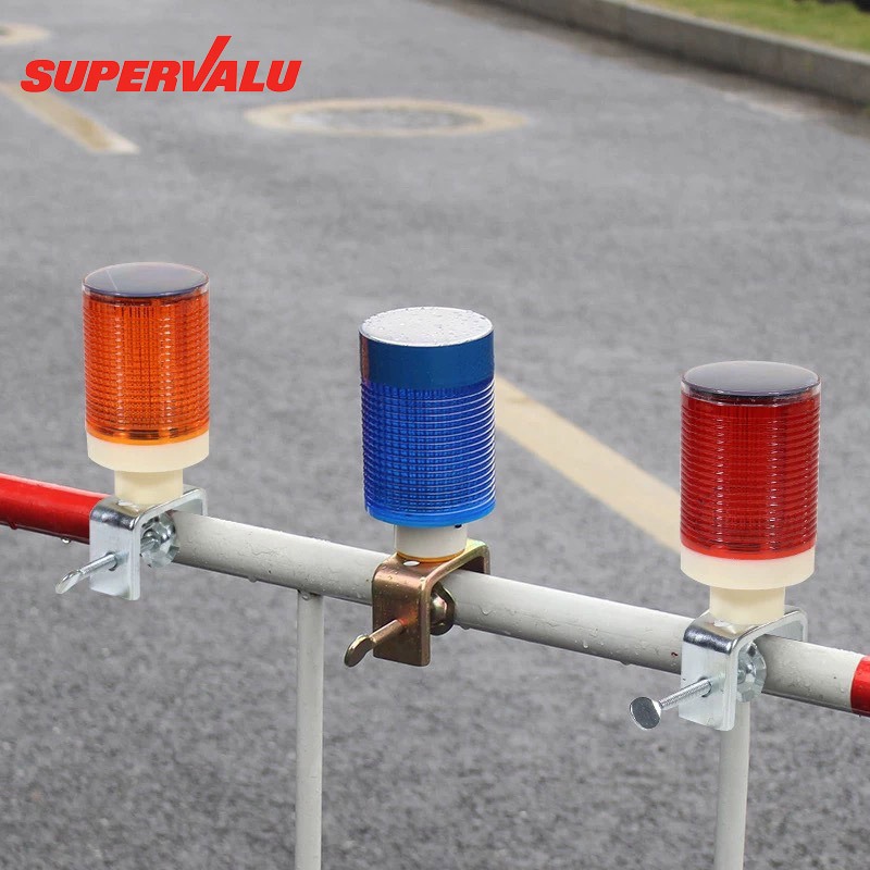 Solar LED Traffic Light Alarm Type Rod 4 Emergency Flashing Blue Red ...