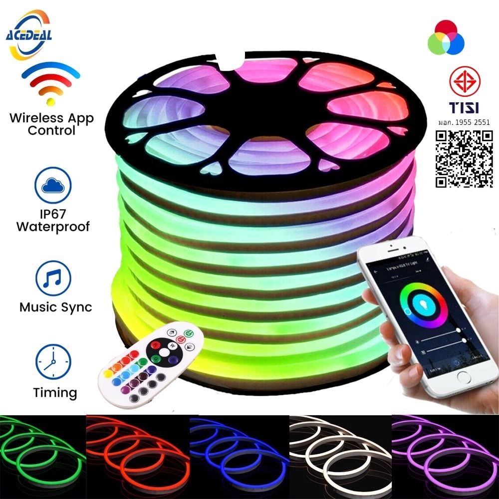 5050 LED Strip Barbed Tape Neon Lights 220V RGB Flexible SMD Waterproof ...
