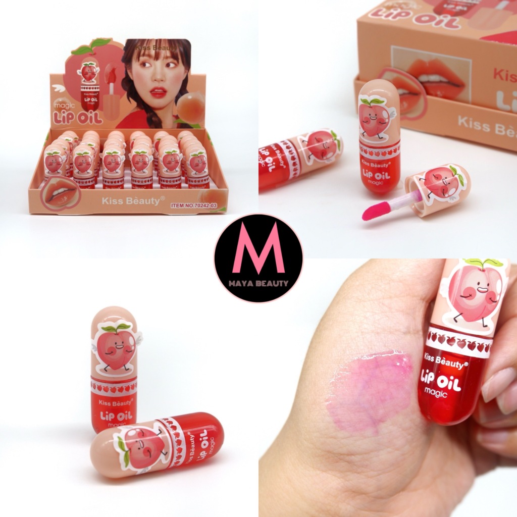 {24 Sticks} Kiss Beauty Peach Magic Lip Oil Shiny Texture Pink Lips no ...