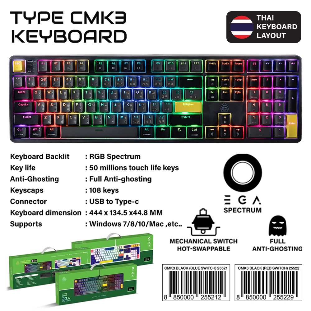 EGA Type CMK3 Mechanical Gaming Keyboard CIY Hot-Swap Custom 2 Switch ...