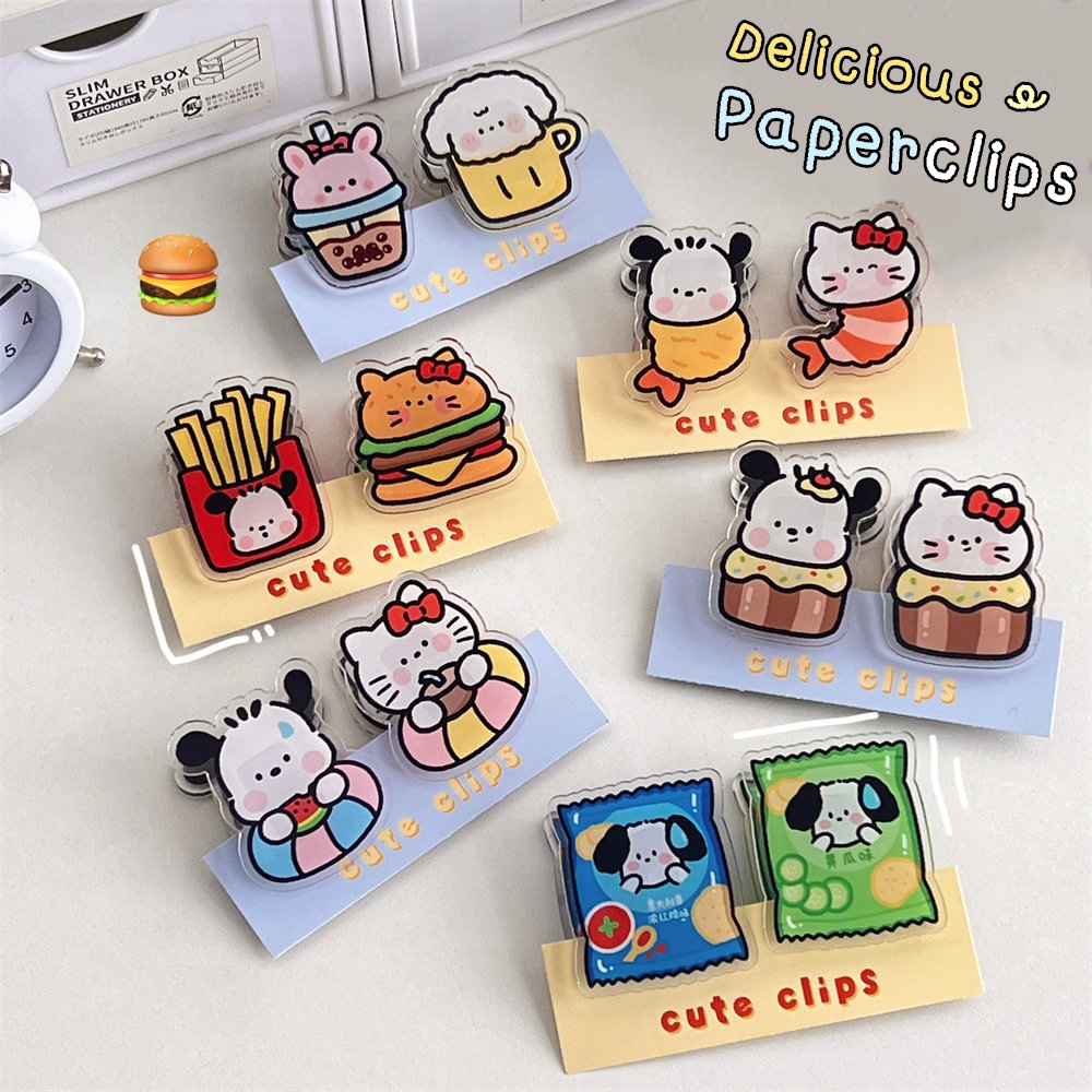 Paper Clip Clear Acrylic Sanrio Pattern/Pair | Shopee Singapore
