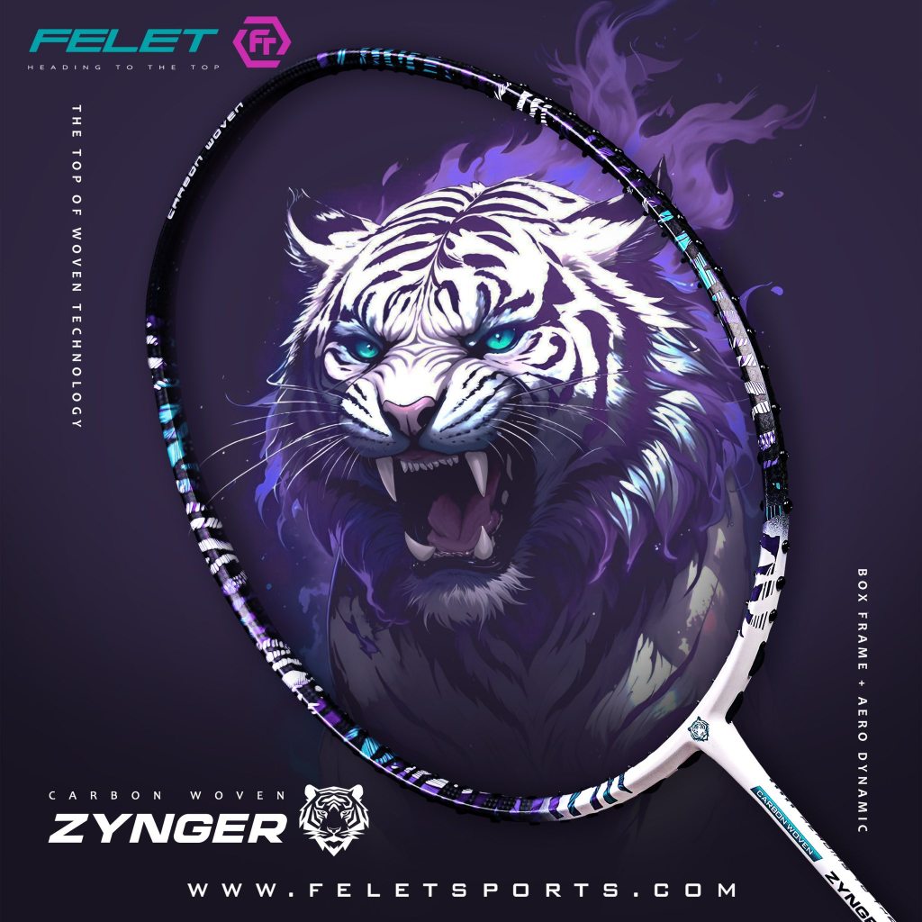 FELET Badminton Racket Model CARBON WOVEN Zyger *** Free Strings Ready ...
