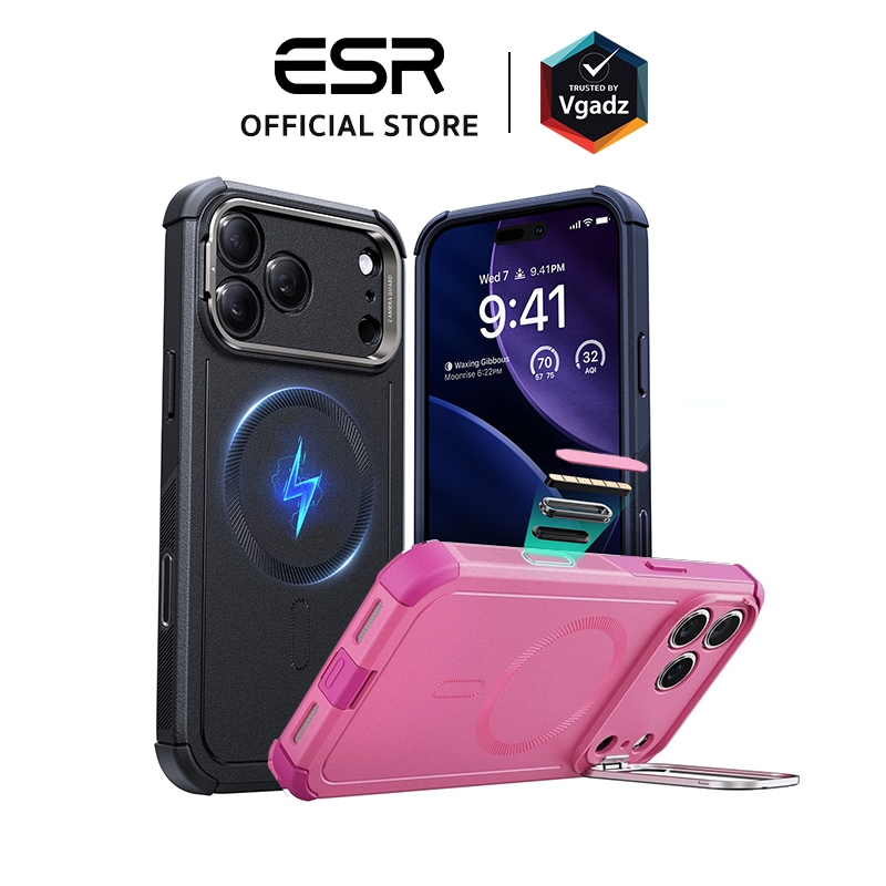 ESR Case For iPhone 17/ Air/17 Pro/17 Max Cyber Tough with Stash Stand ...