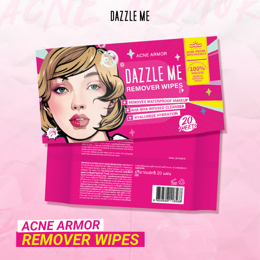 Dazzle Me Acne Armor Remover Wipes (1 Box Contains 20 Pieces) | Shopee ...