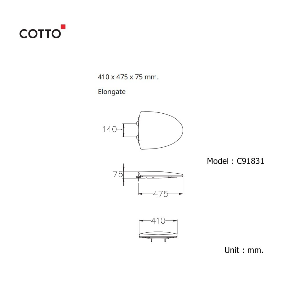 COTTO C91831 Seat Cover The Lid Is Elongated WH S/L Soft Close ...