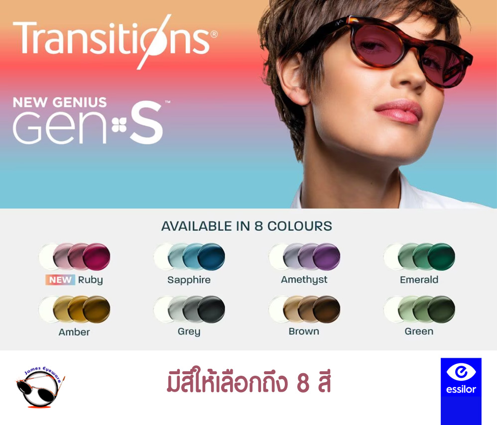 Essilor Transition Gen S Color-Changing Lens With New Color Ruby ...