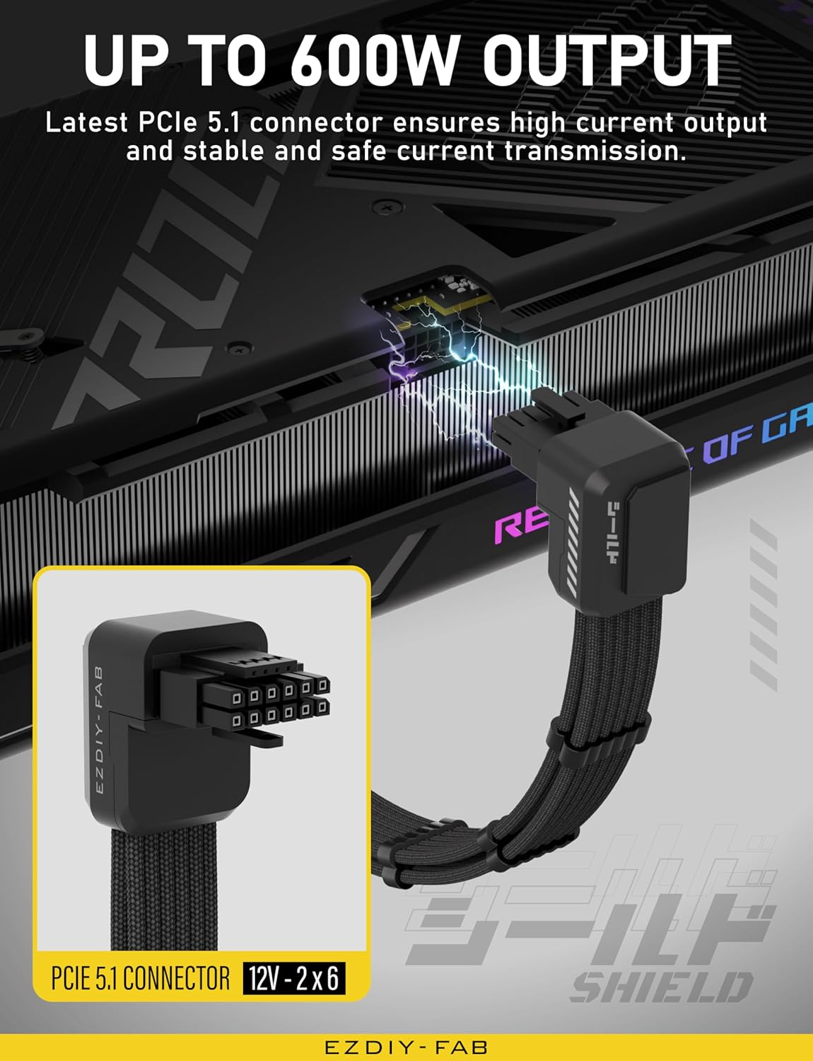 EZDIY-FAB (Graphics Card Power Extension Cable) Shield PCIE 5.1 GPU ...